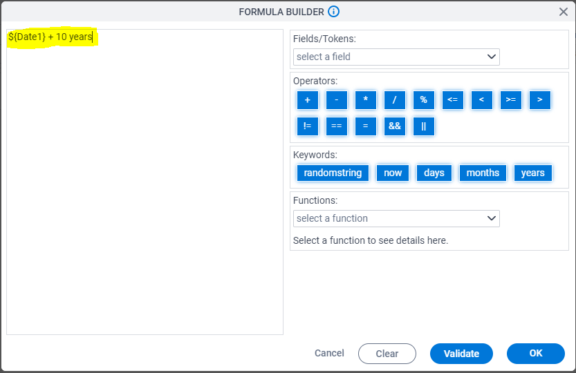 Years Function In Formula Set Value To Date Control AgilePoint
